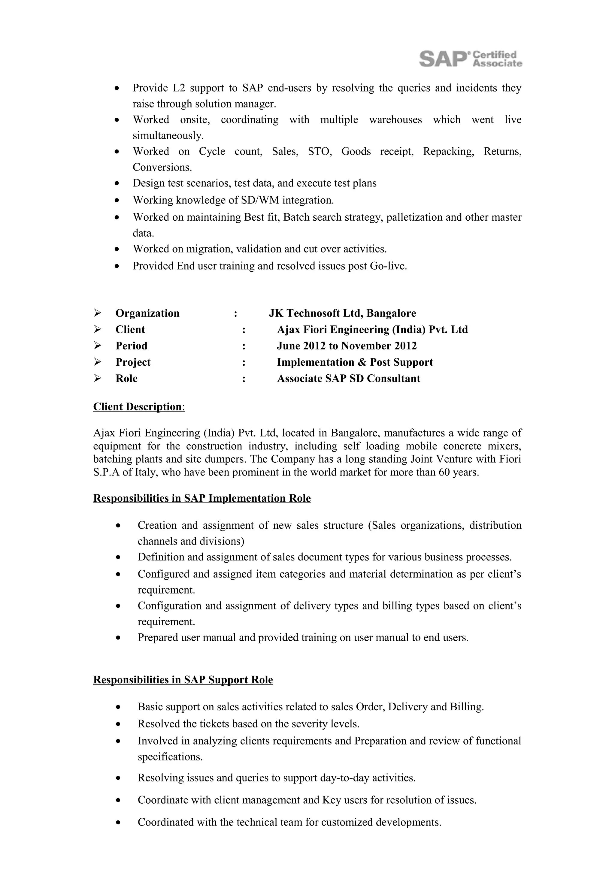 Abhishek Sengupta SAP SD Resume | DOC