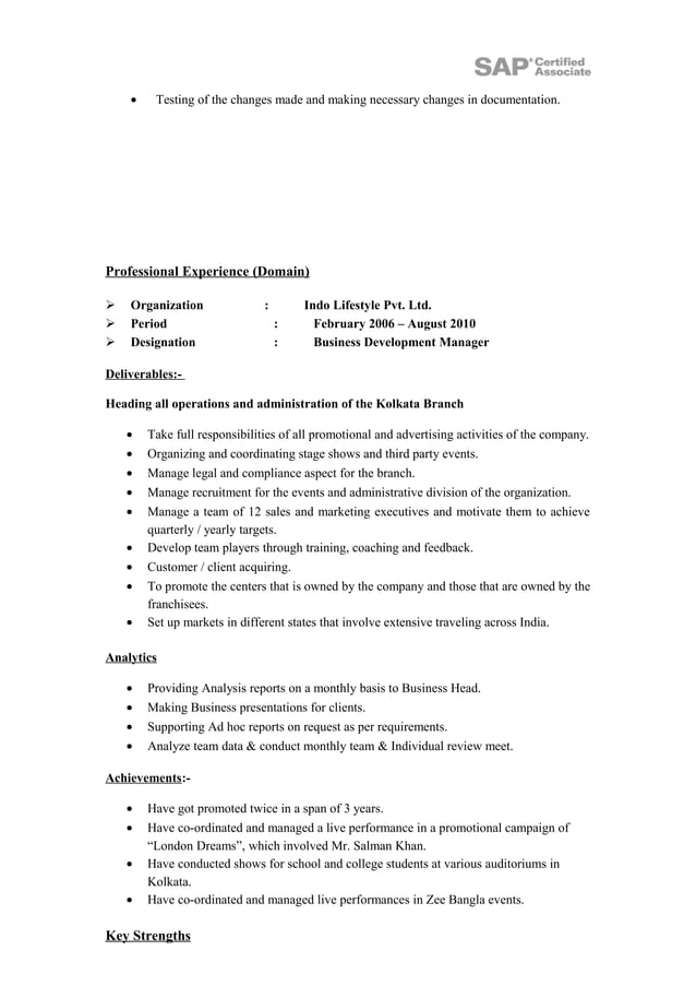 Abhishek Sengupta SAP SD Resume | DOC | Computer Software and Applications | Computing