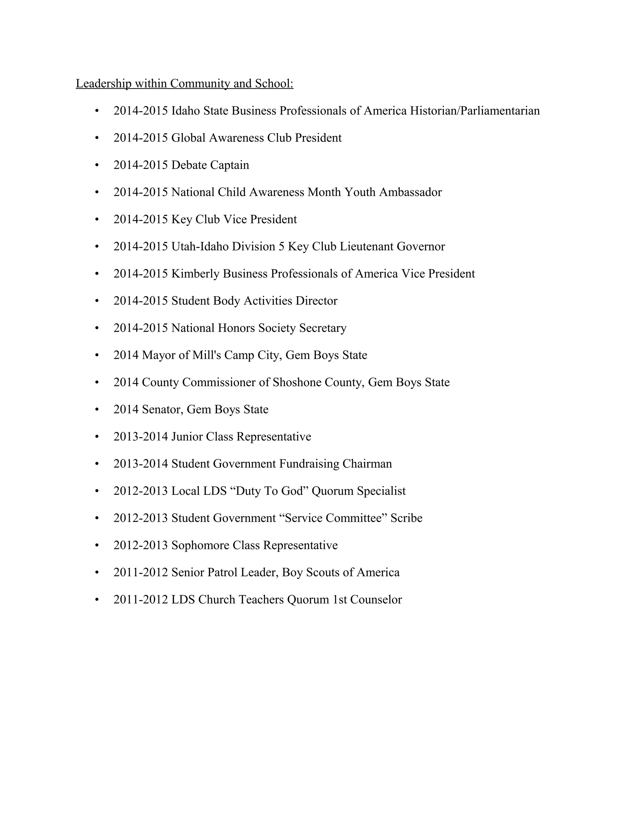 Leadership, Awards, Participation | DOC