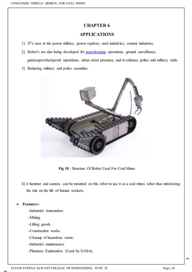 unmanned vehicle robot for coal mines 1111111111111111 | PDF