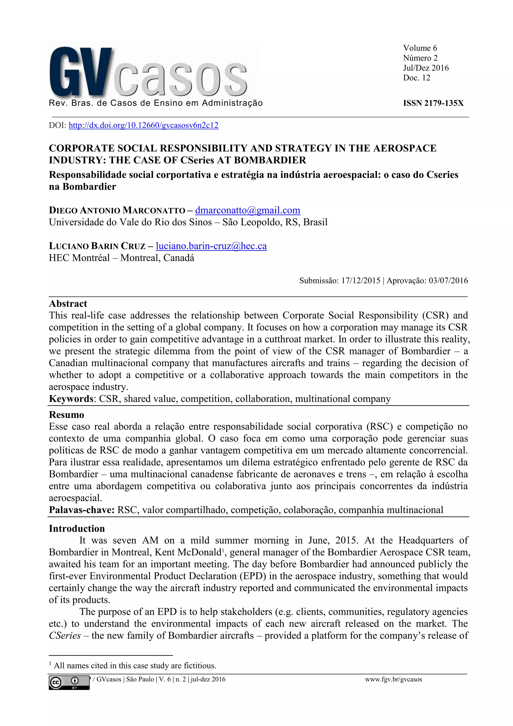 Corporate social responsibility and strategy in the aerospace industry ...