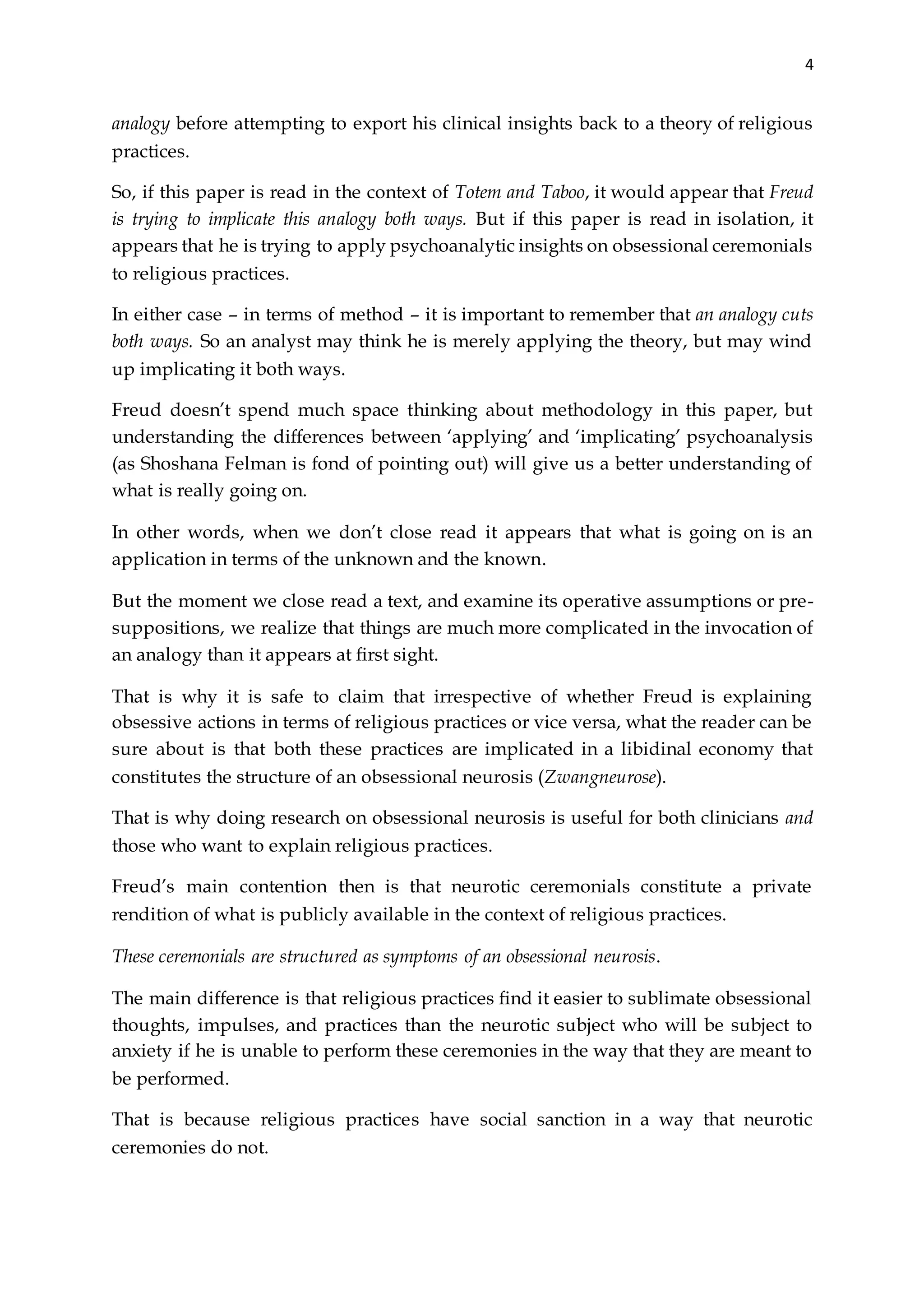 Sigmund Freud on 'Obsessive Actions and Religious Practices' | DOCX