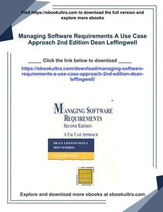 Managing Software Requirements A Use Case Approach 2nd Edition Dean ...