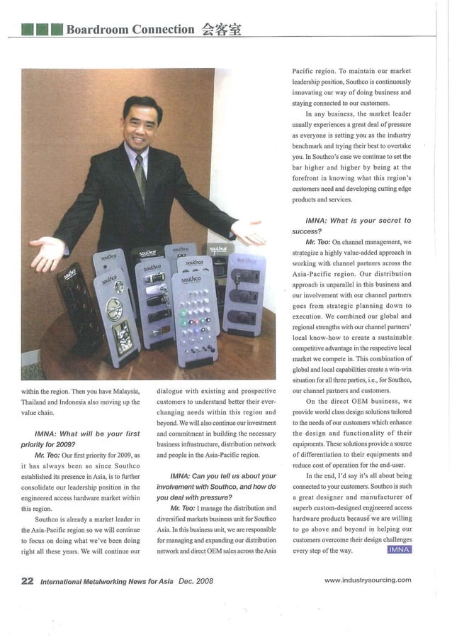 Frazer Teo Discusses Southco's Core Competence in Asia | PDF