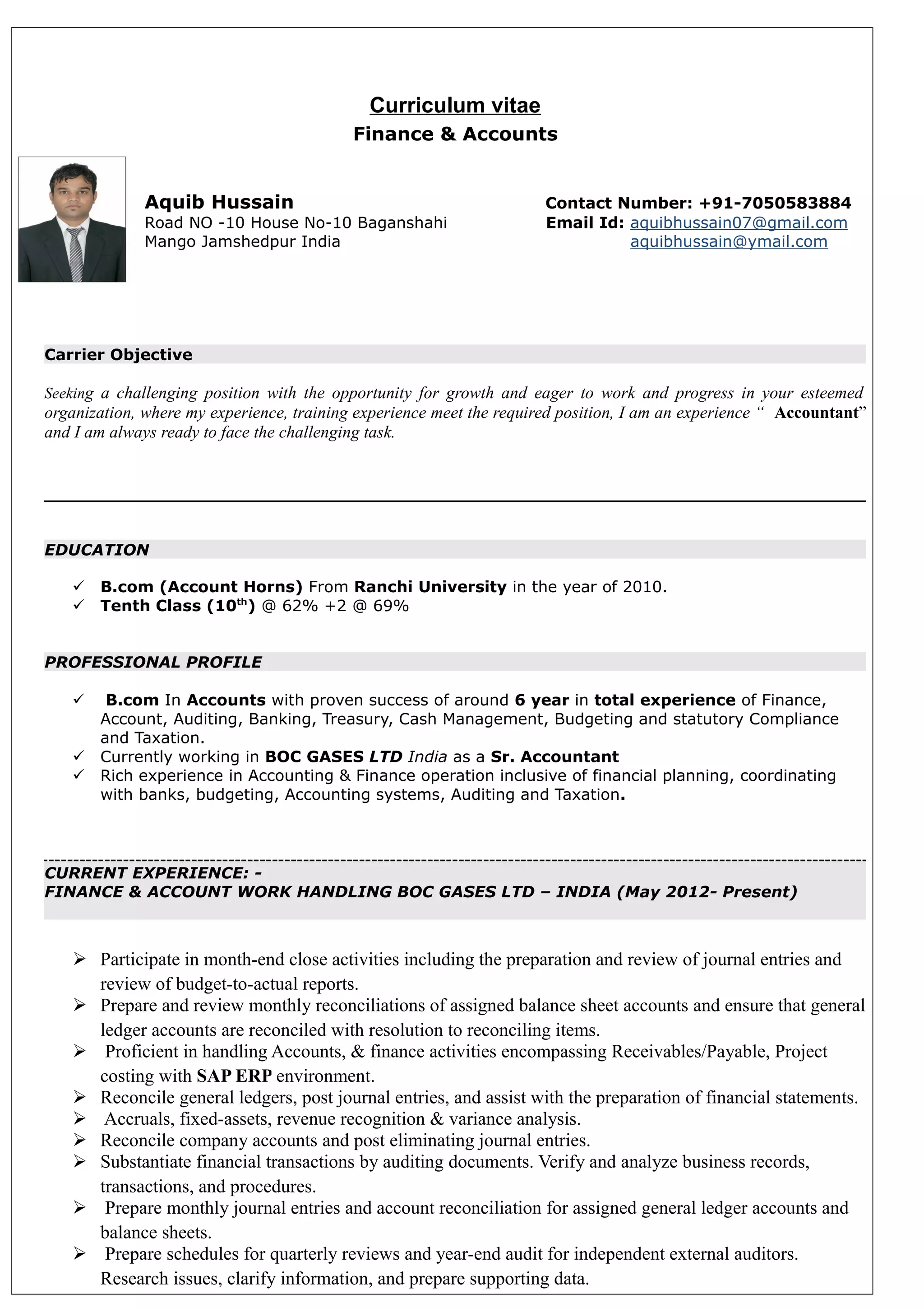 Aquib__Accounatnt_Cv (1) | PDF