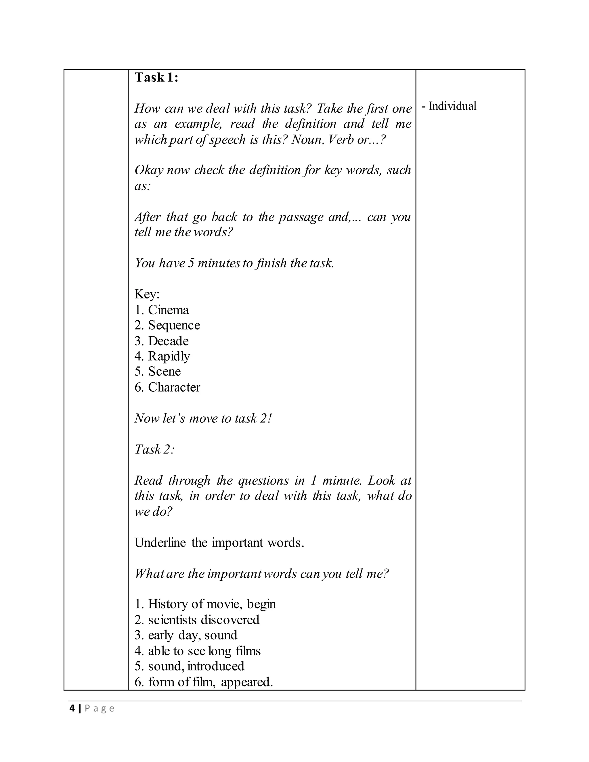 LESSON PLAN reading unit 13 | DOCX