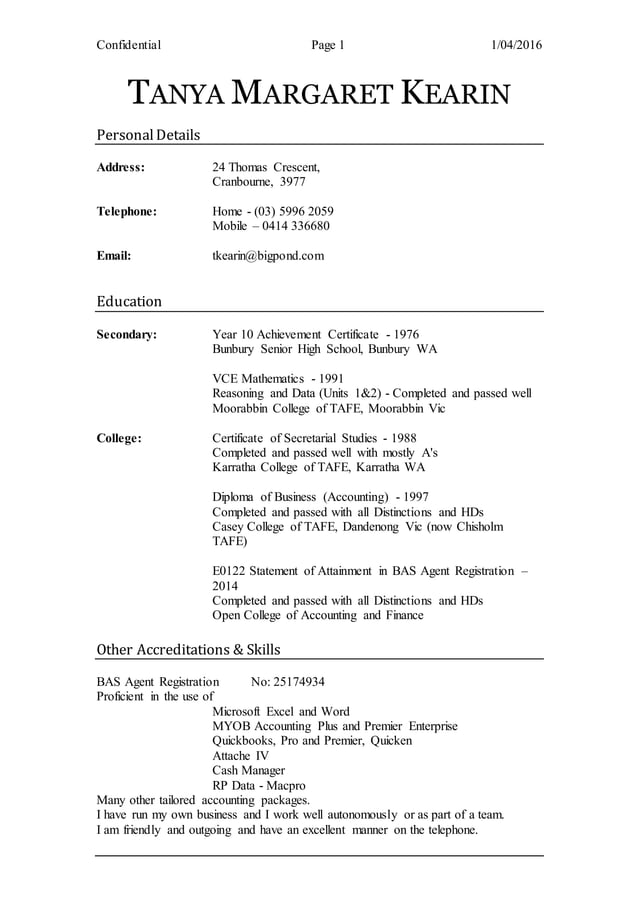 Tanya Kearin Resume | PDF