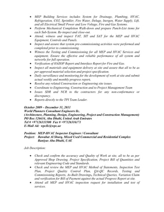 CV - MEP Inspector Engineer Froilan Ramos Balanao | DOC