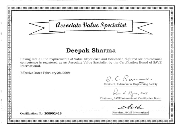 AVS Certificate | PDF