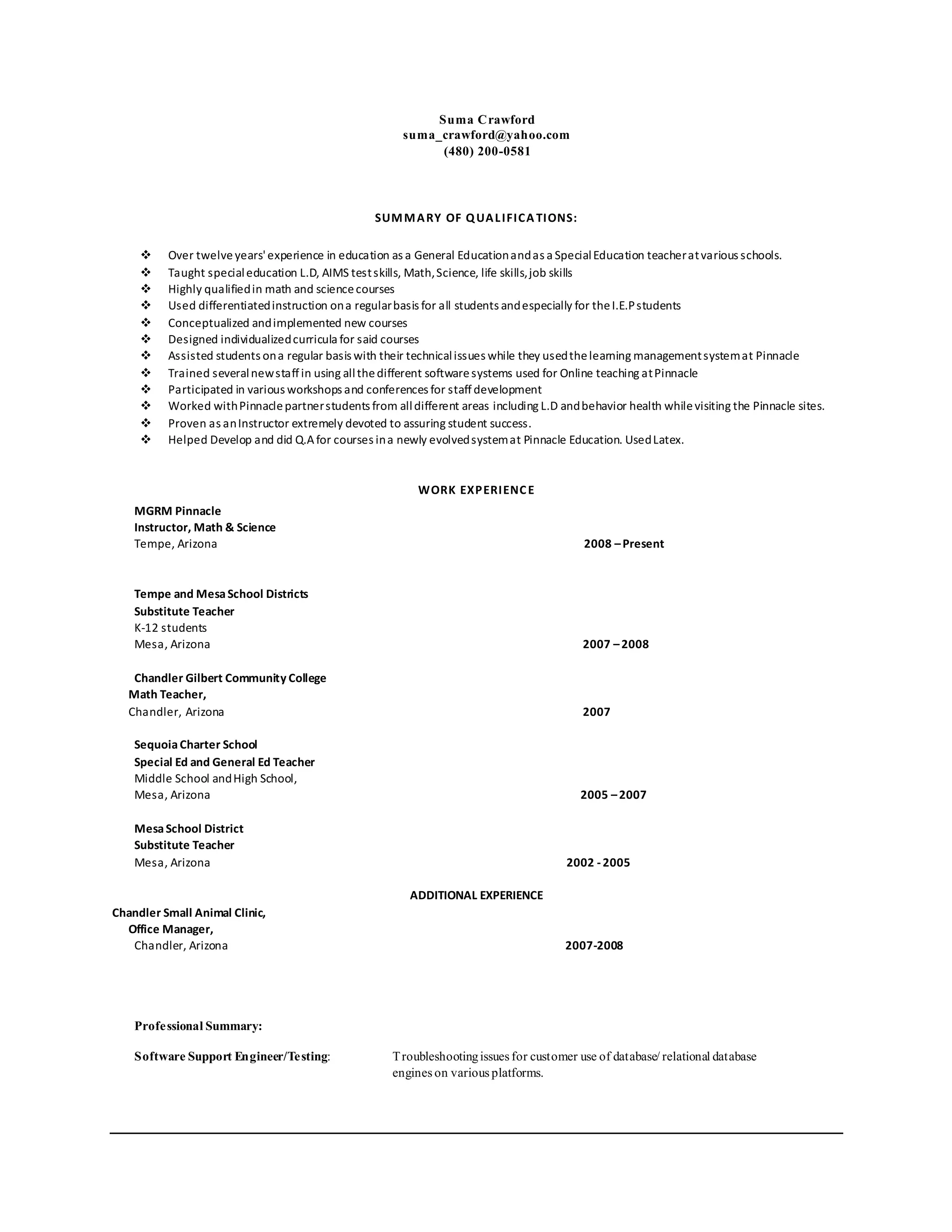 Suma tech resume OCTOBER 2015 | DOCX | Databases | Computer Software ...