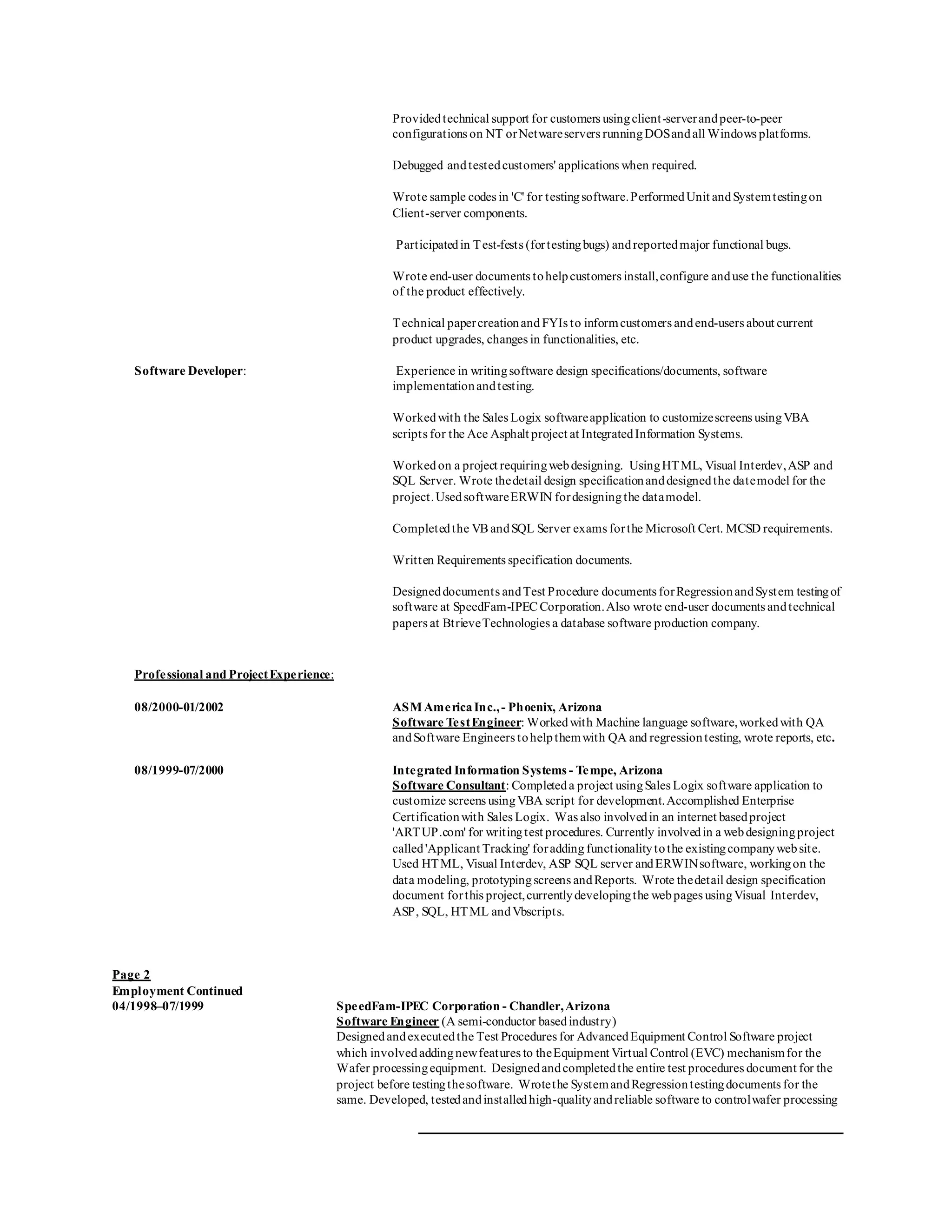 Suma tech resume OCTOBER 2015 | DOCX | Databases | Computer Software and Applications