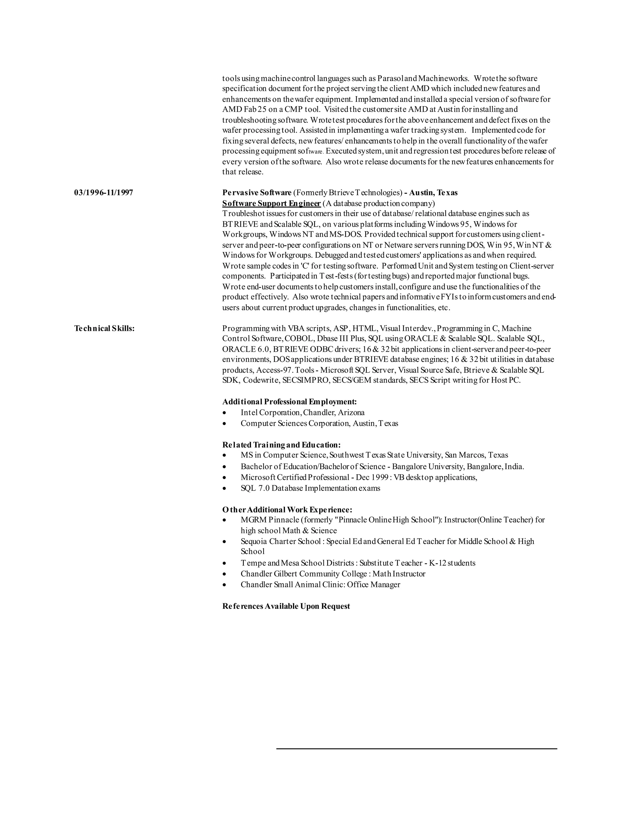 Suma tech resume OCTOBER 2015 | DOCX | Databases | Computer Software ...
