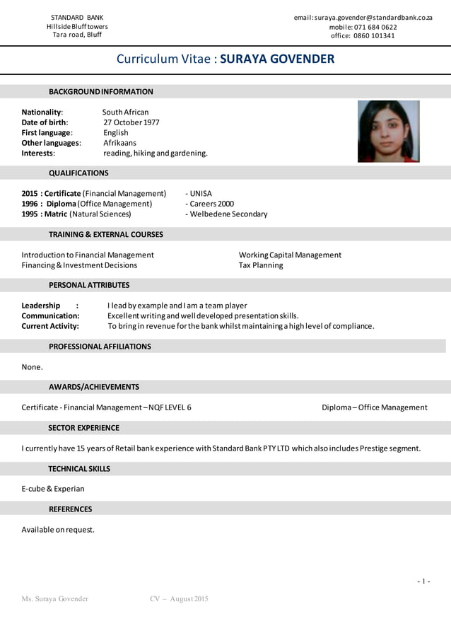 cv of suraya | DOCX | Business Banking & Finance | Business
