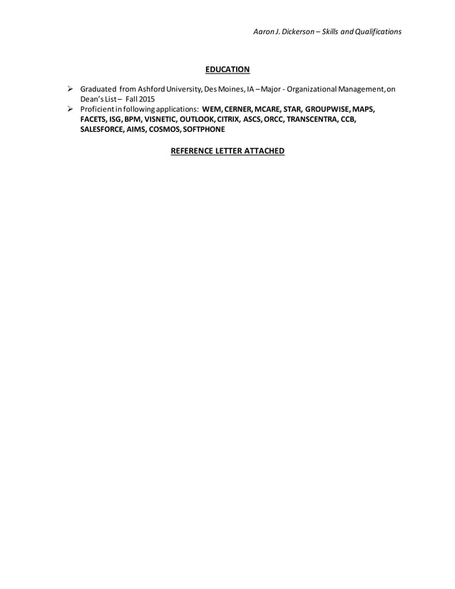 AARON DICKERSON MAY 2016 RESUME | PDF