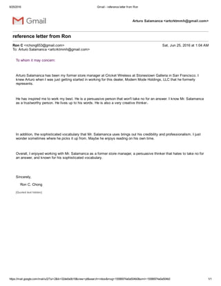 Gmail - E-reference letter from Ron