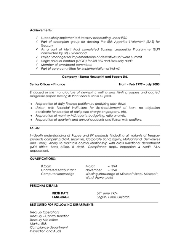 Resume 2016 - Final | DOC | Business Accounting & Finance | Business