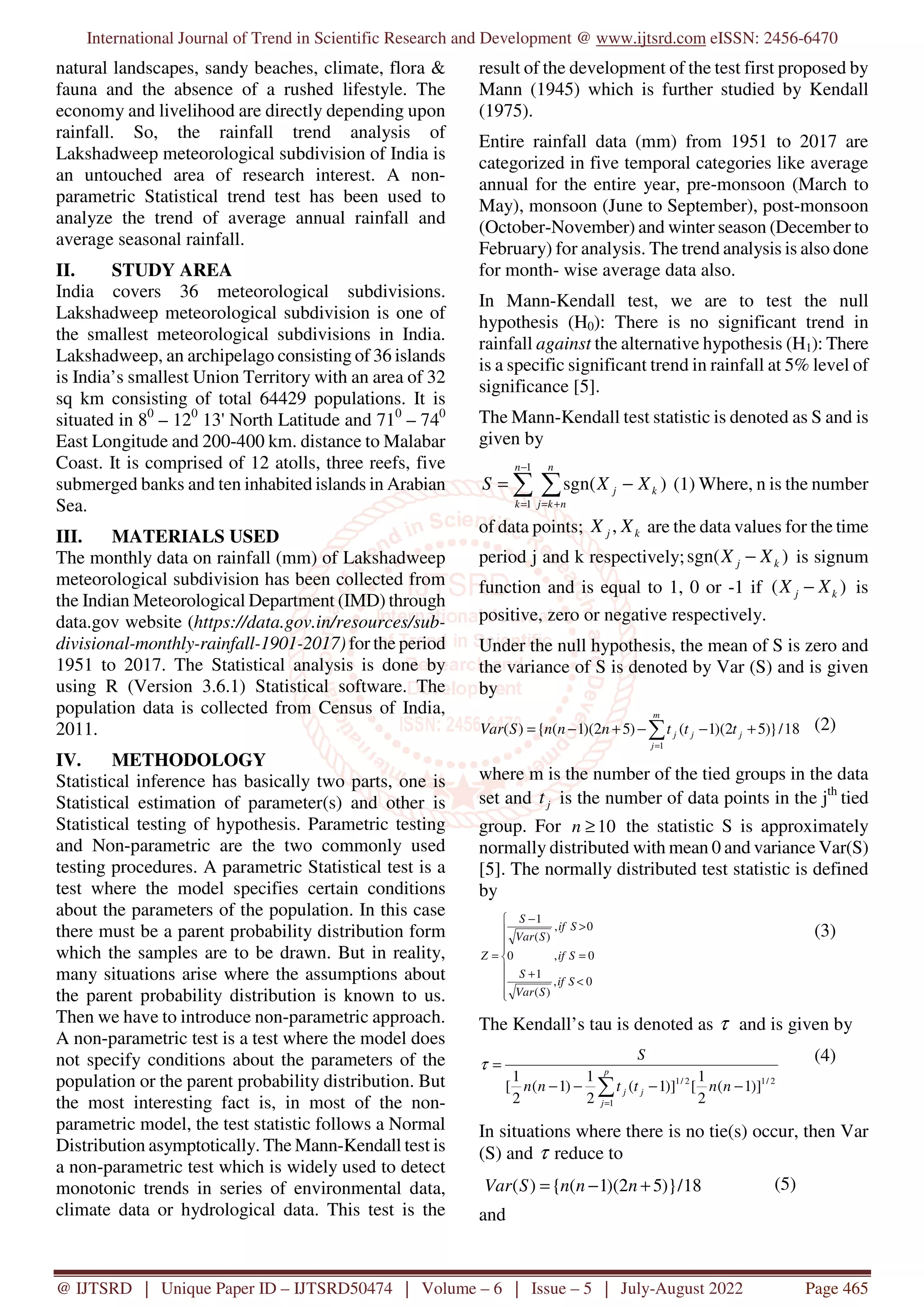 Application of Mann Kendall Trend Test and Sen’s Slope Estimator to ...