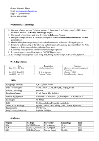 mca_resume (1) | DOC