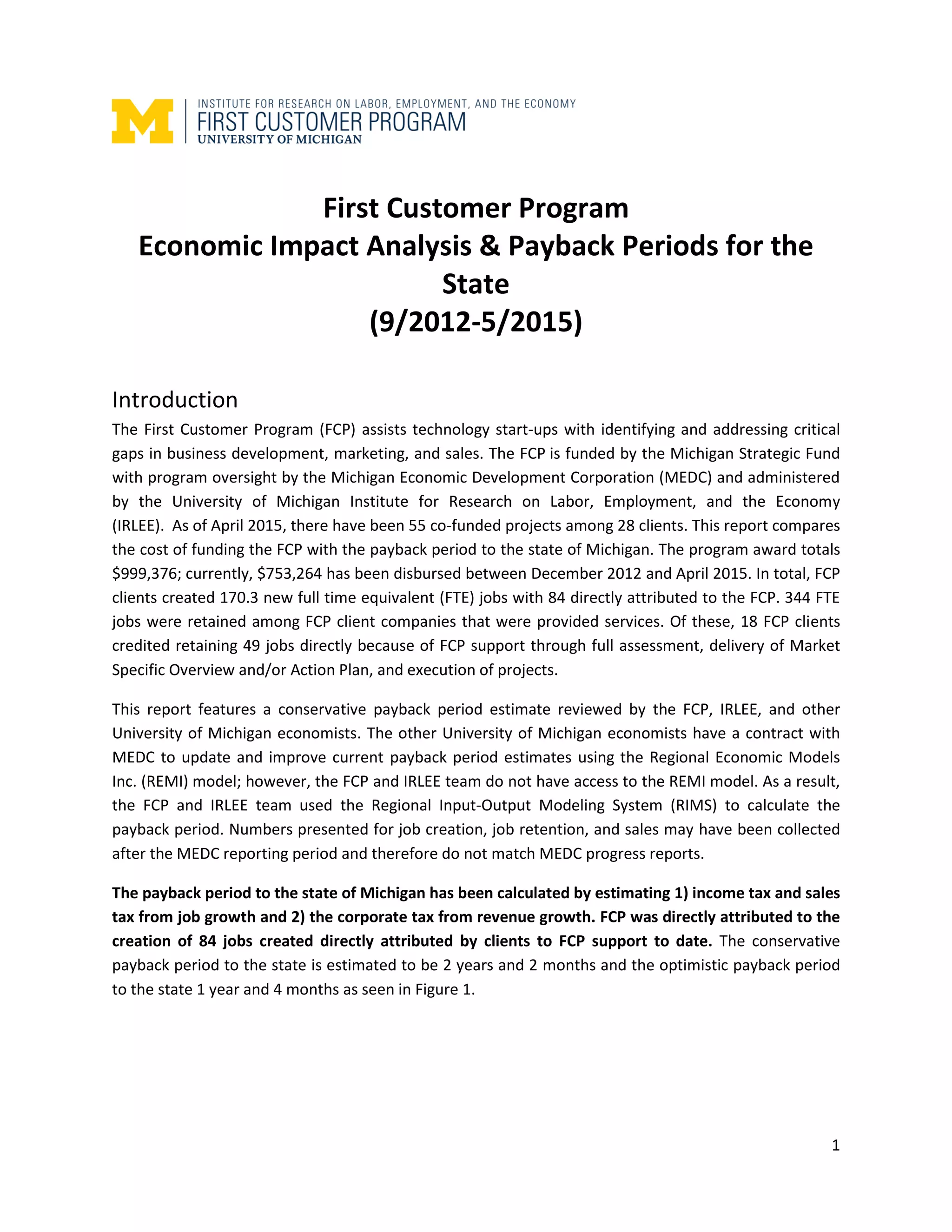 FCP-Economic Impact Analysis and Payback Period Analysis gh Denise vc 1.1 | PDF