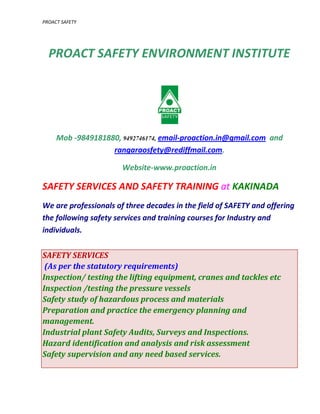 PROACT SAFETY SERVICES AND TRAINING COURSES | PDF