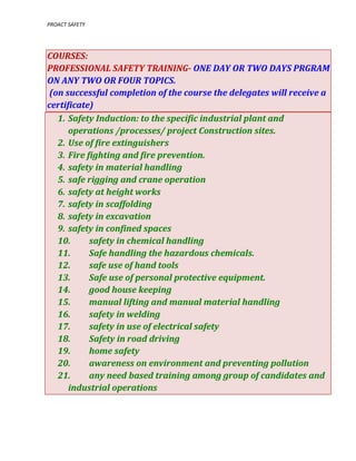 PROACT SAFETY SERVICES AND TRAINING COURSES | PDF