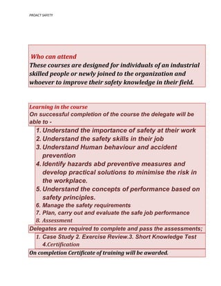 PROACT SAFETY SERVICES AND TRAINING COURSES | PDF