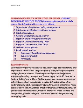 PROACT SAFETY SERVICES AND TRAINING COURSES | PDF