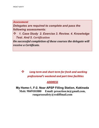 PROACT SAFETY SERVICES AND TRAINING COURSES | PDF