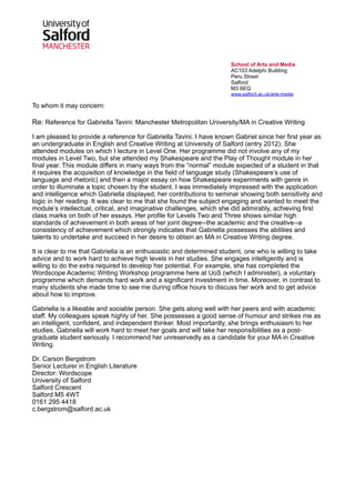 Bergstrom Gabriella Tavini MMU MA Reference | PDF | Education