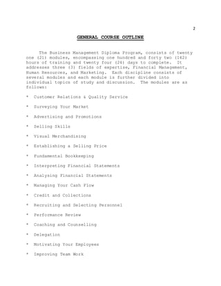 Business Management Course Outlines | DOCX