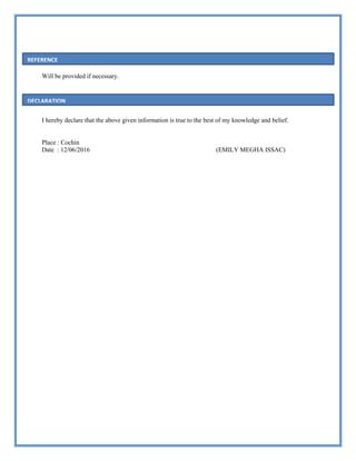 ACA Emily Megha Issac_Resume | PDF