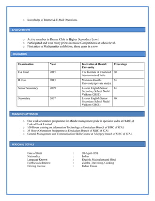ACA Emily Megha Issac_Resume | PDF