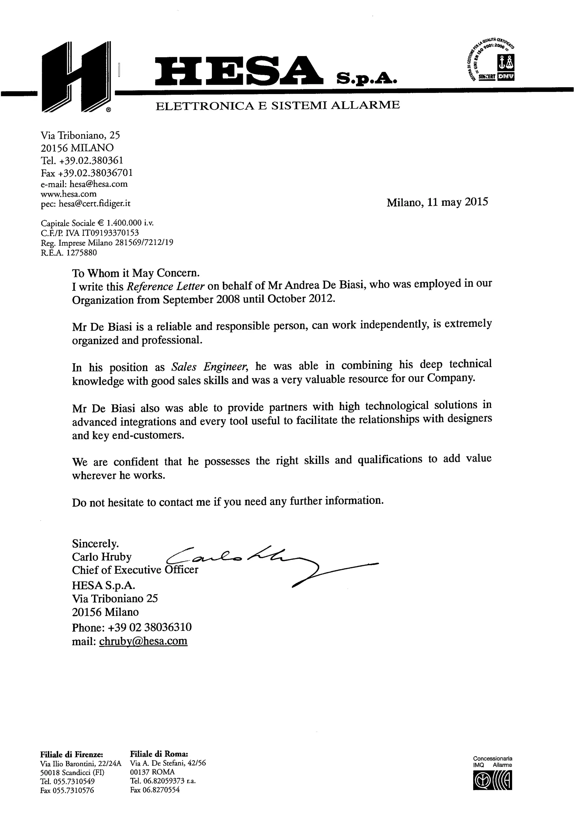 HESA Reference Letter | PDF