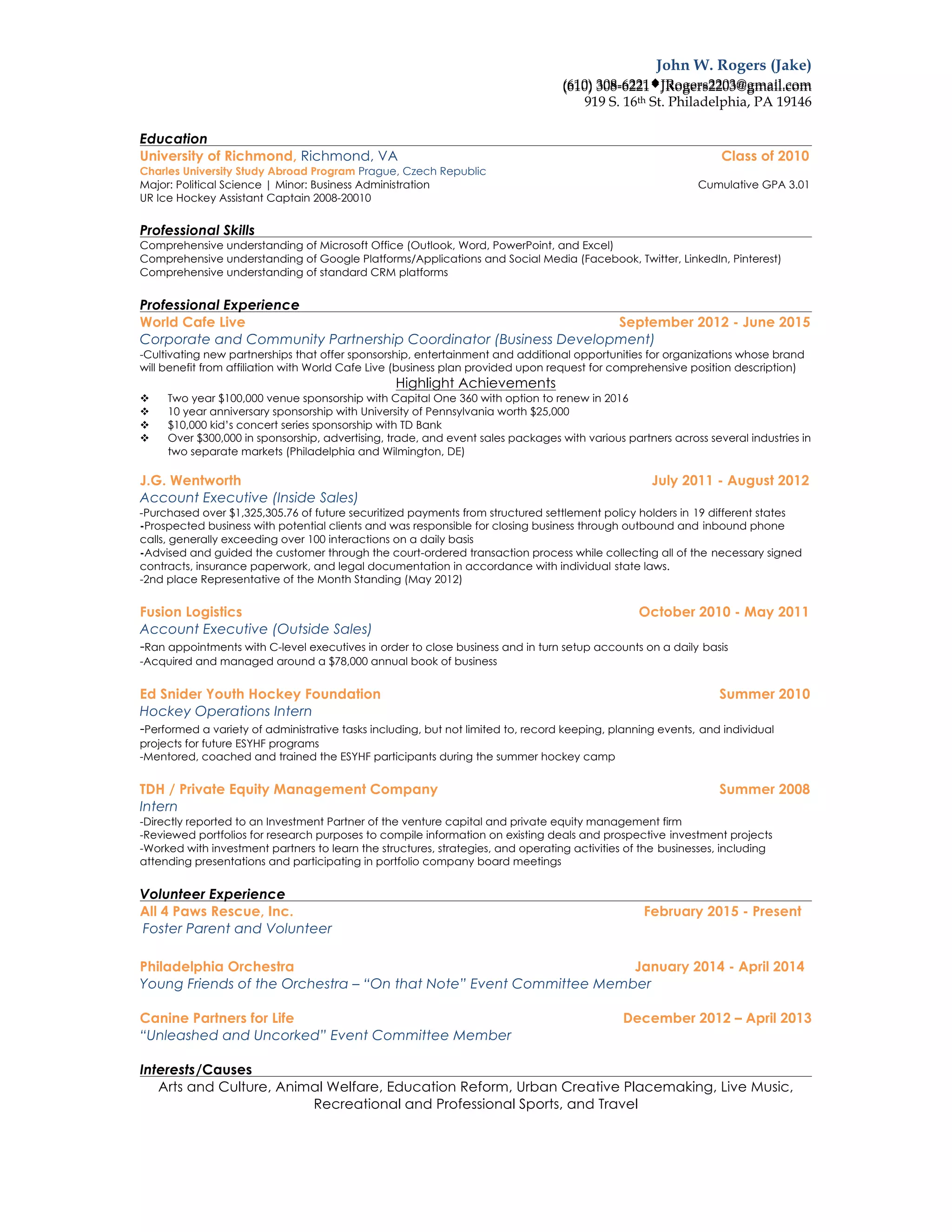 JakeRogersResume | PDF