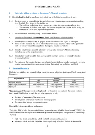 Stock holding policy | DOCX