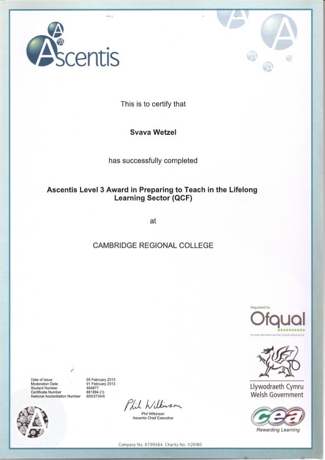 PTLLS Certificate p1