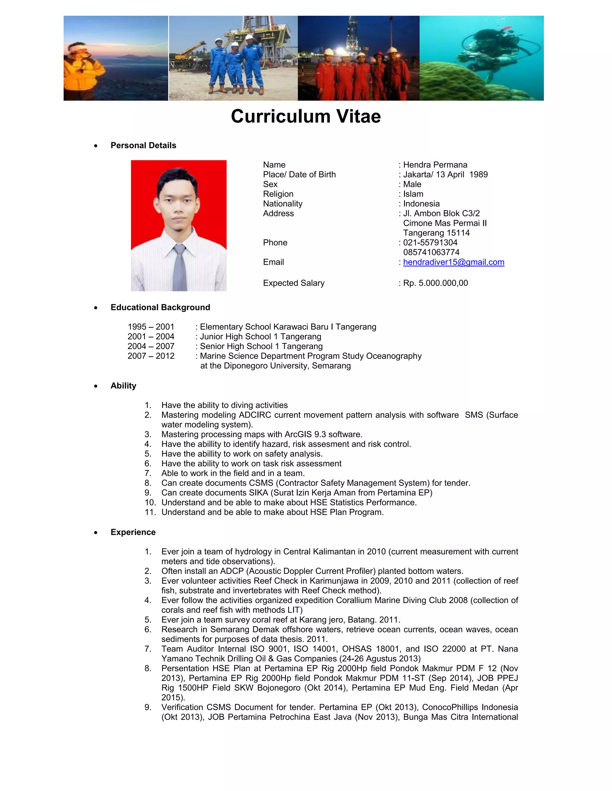 cv english hendra fix | PDF | Scuba Diving | Extreme Sports