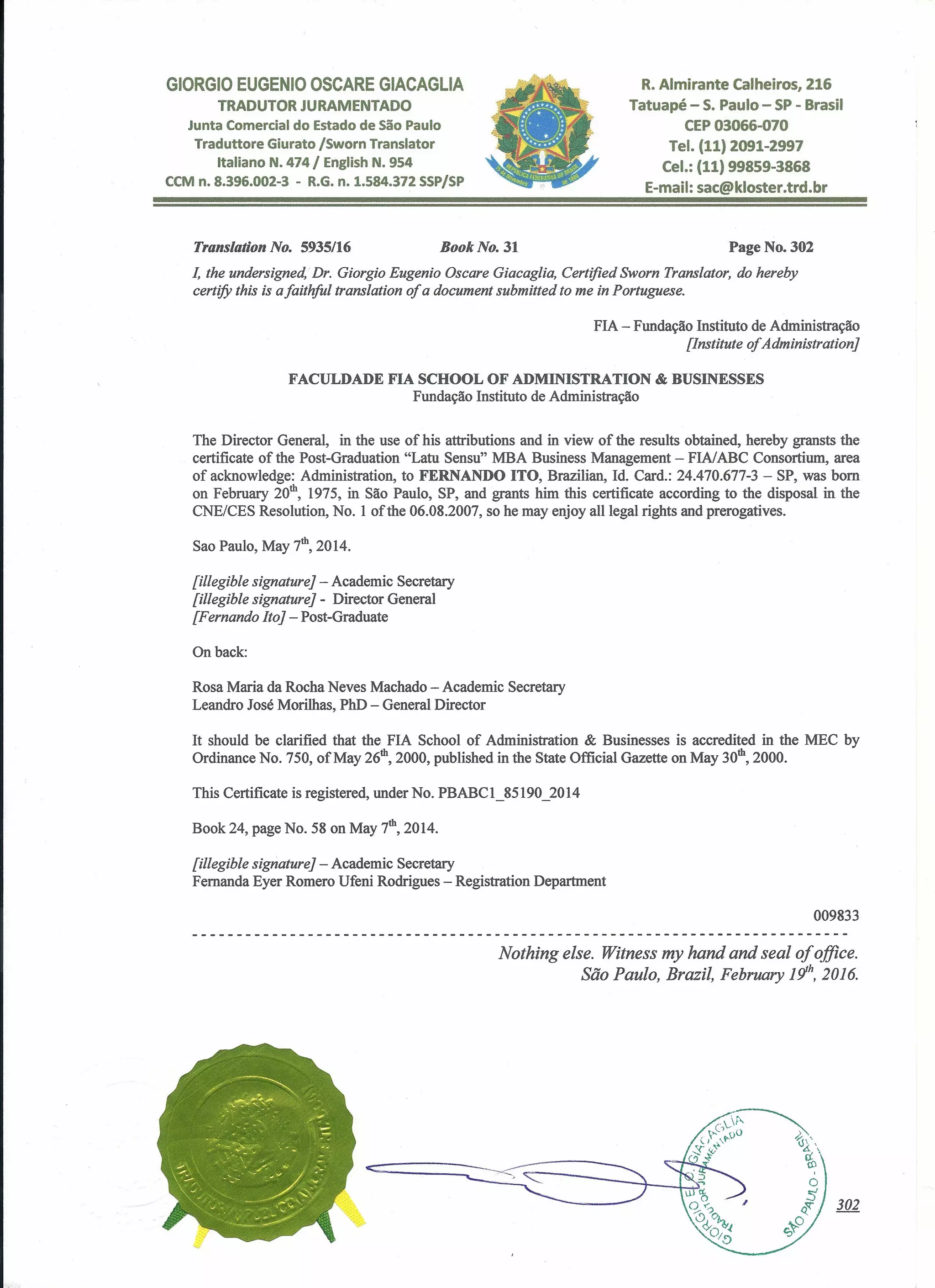 2961110 - FIA - Certification | PDF | Business | Business and Finance