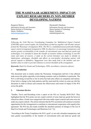 Wassenaar Agreement | PDF