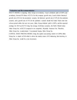 Altria Analysis- Cassie Pennington | DOCX