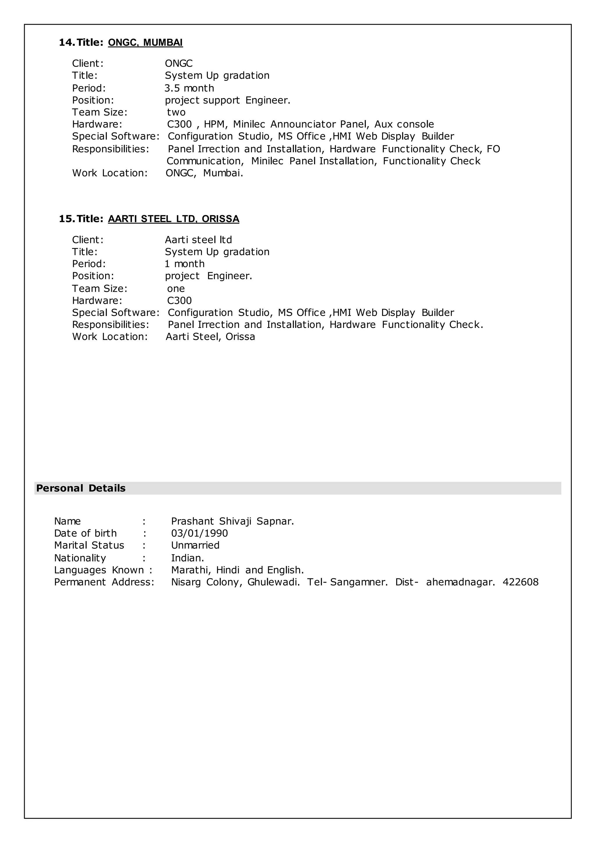 CV_PRASHANT SAPNAR | PDF