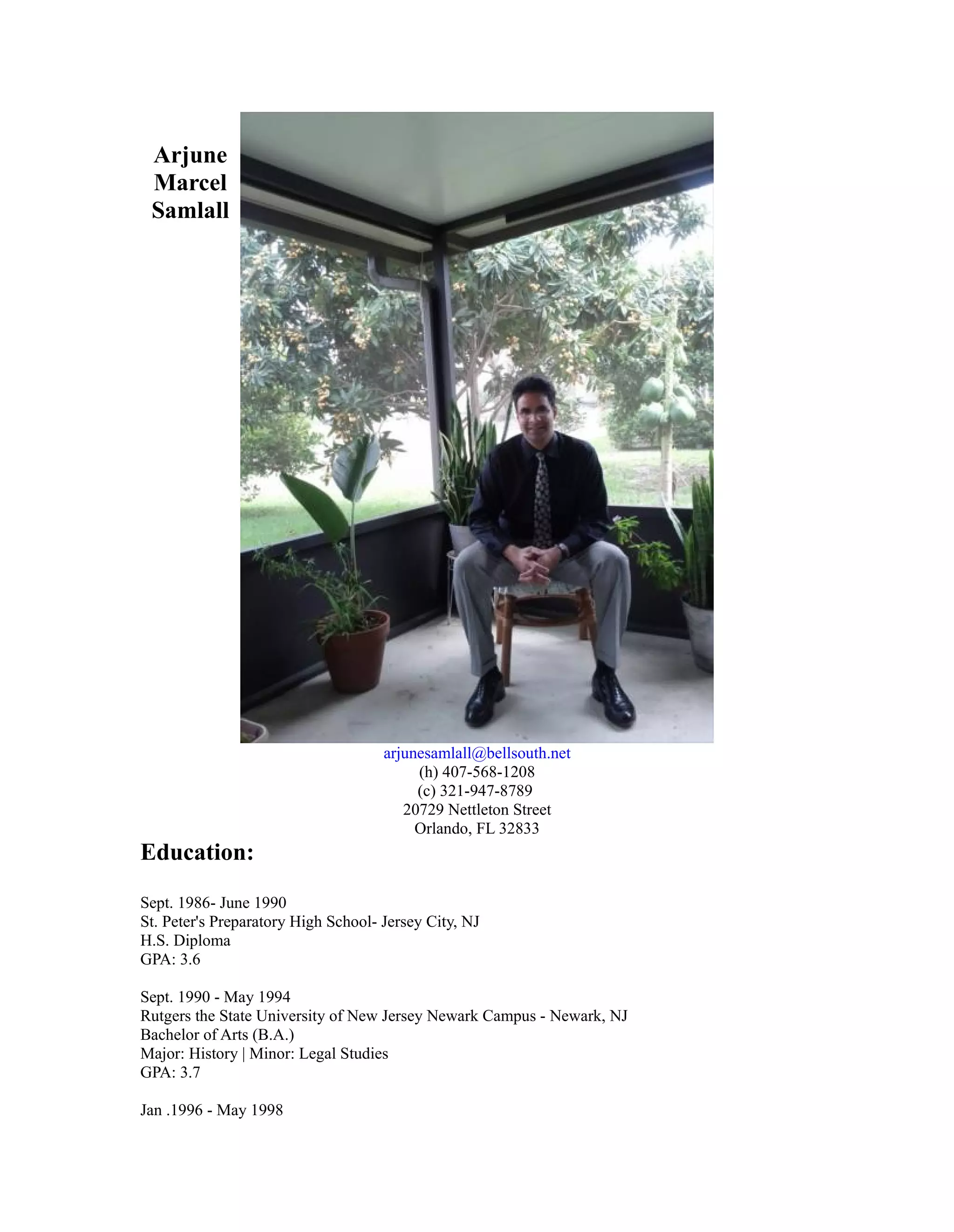 Arjune Marcel Samlall Detailed Resume 2016 | PDF