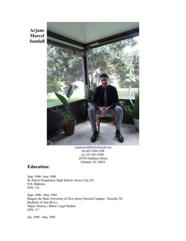 Arjune Marcel Samlall Detailed Resume 2016 | PDF
