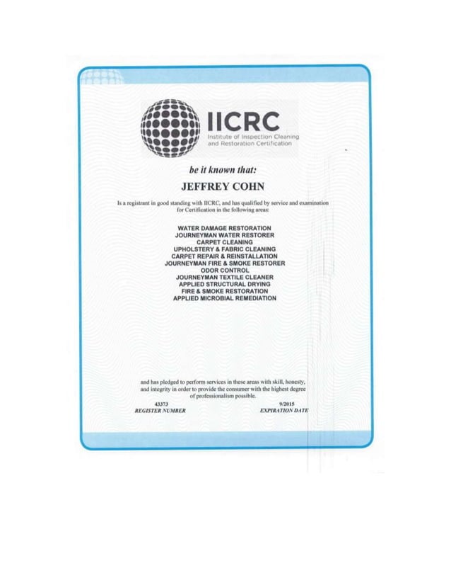 IICRC certificate | DOCX