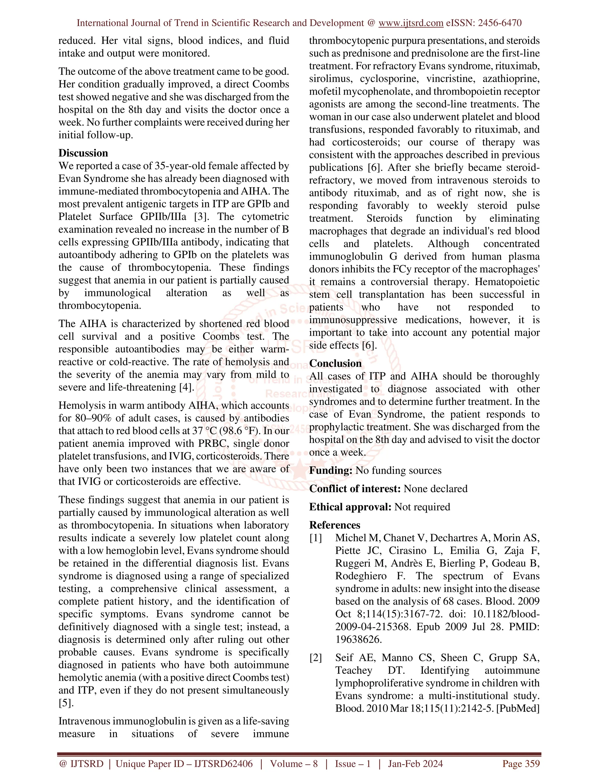Evan Syndrome A Case Report by Parimala L | P Anjaneyulu | PDF