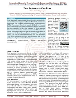 Evan Syndrome A Case Report By Parimala L P Anjaneyulu PDF Evan Syndrome A Case Report By Parimala L P Anjaneyulu PDF