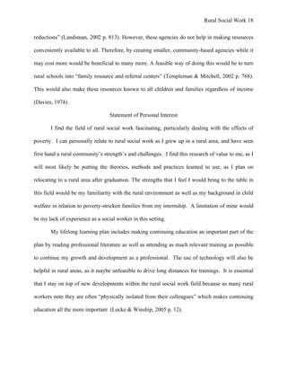 The Practice of Rural Social Work on Poverty and the Effect on Families ...