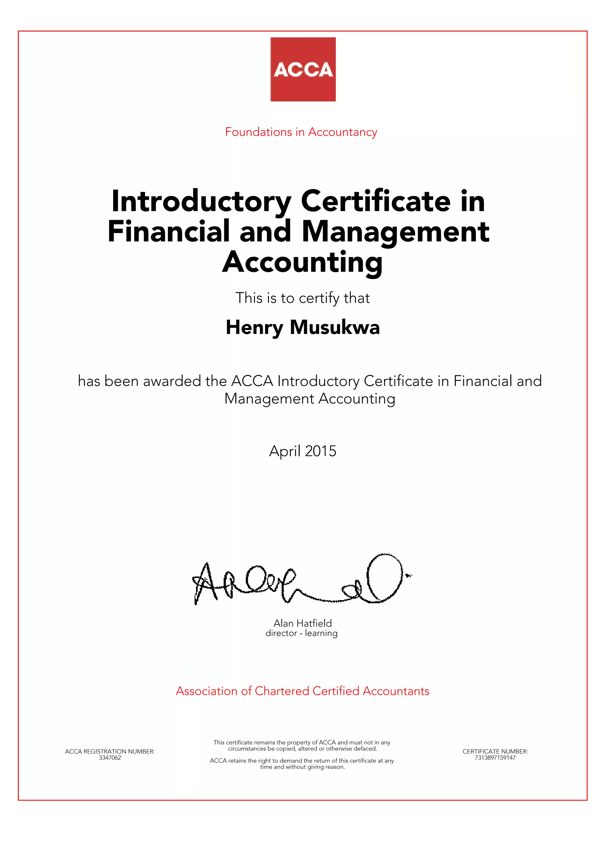 Introductory Certificate | PDF