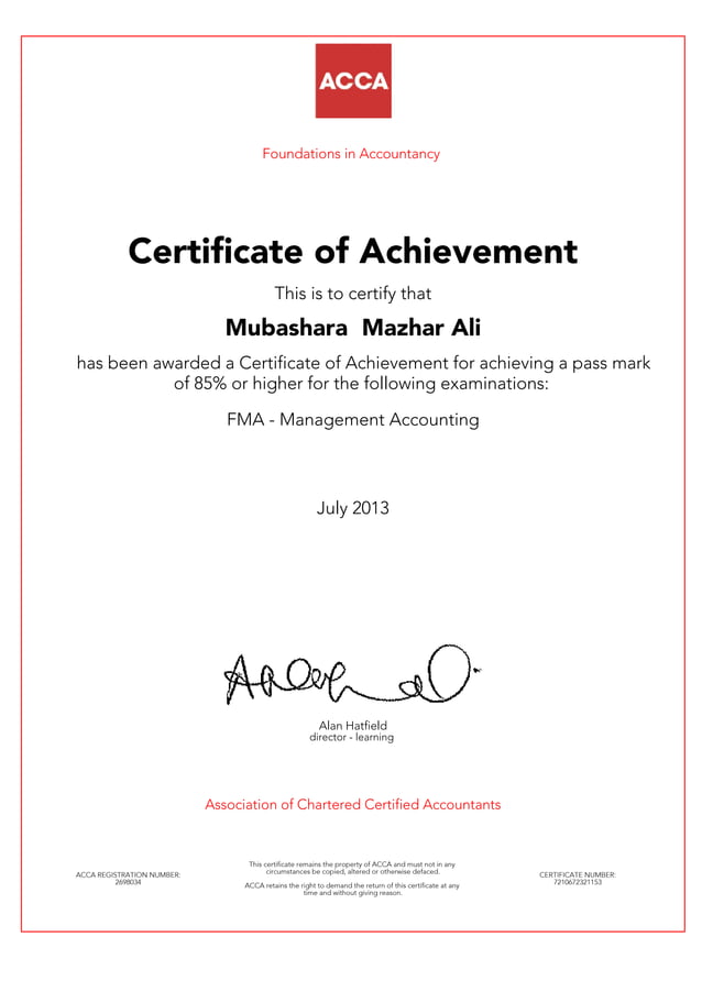 FMA certificate | PDF
