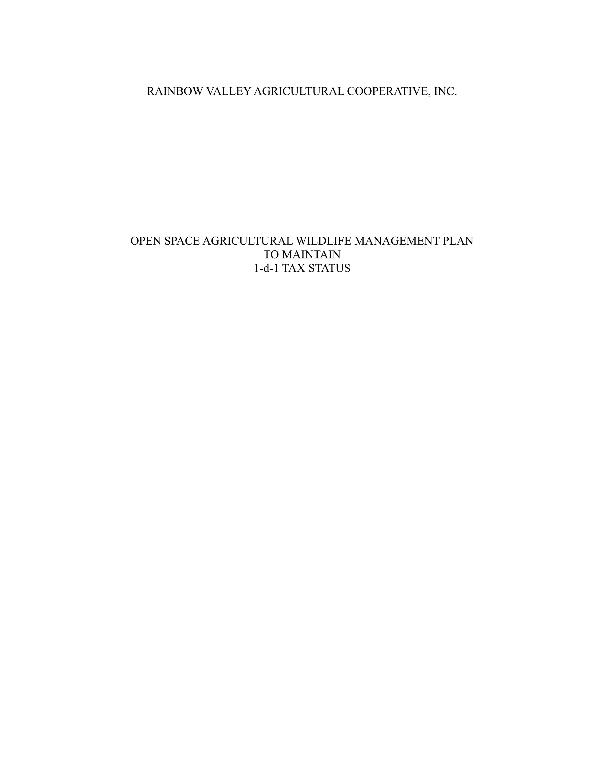 Rainbow Valley Wildlife Plan | ODT